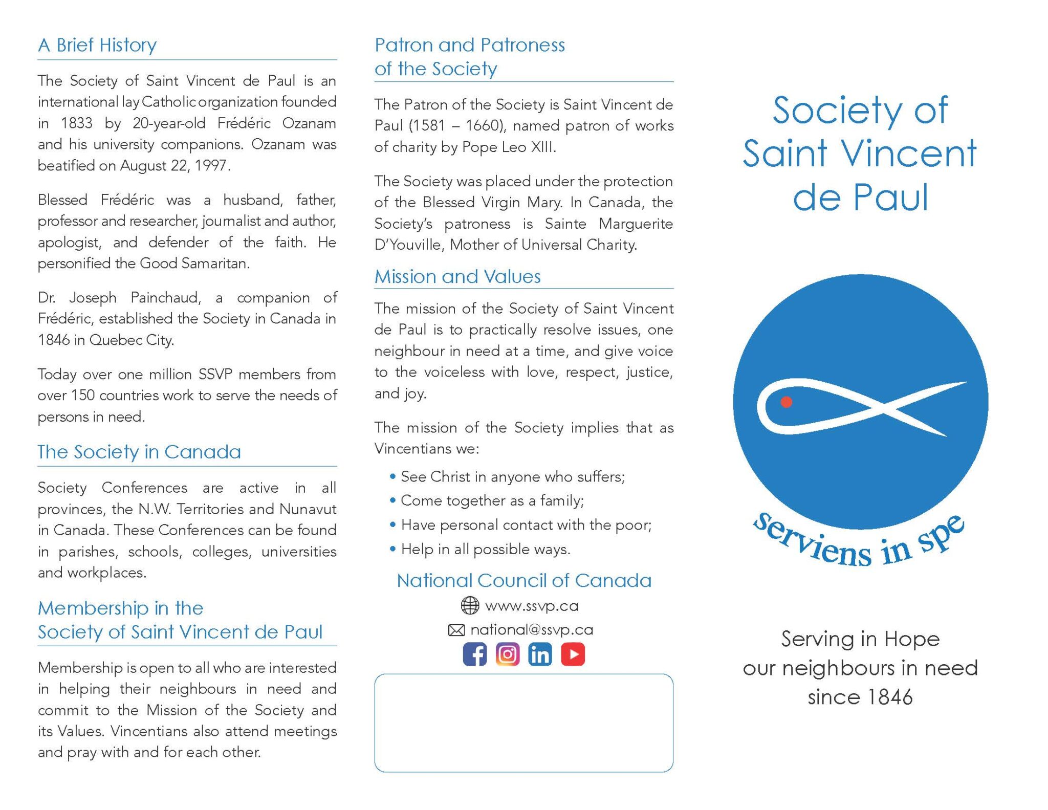 SSVP Custom Pamphlets - Society of Saint Vincent de Paul - National ...